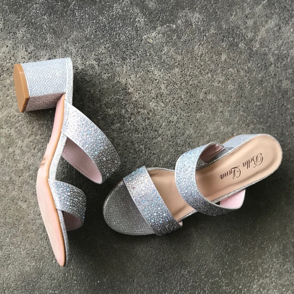 Bella Luna | Shoes | Silver Party Rhinestone Fancy Mule Slide Low Heel ...